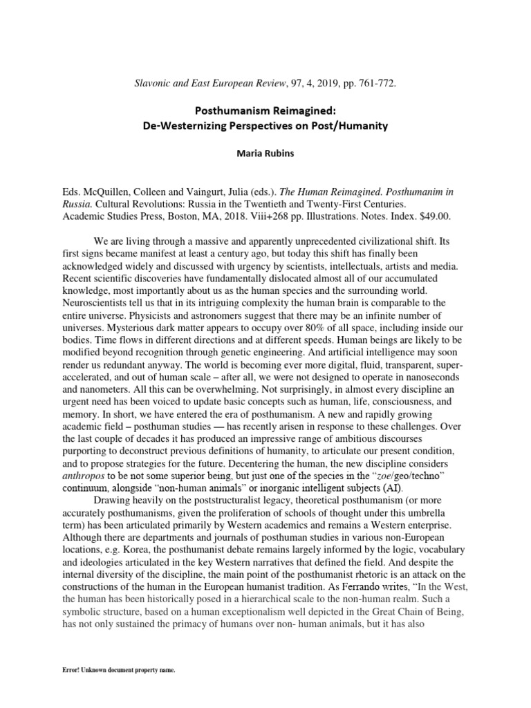 Rubins - Review. Posthumanism Reimagined. De-Westernizing Perspectives ...