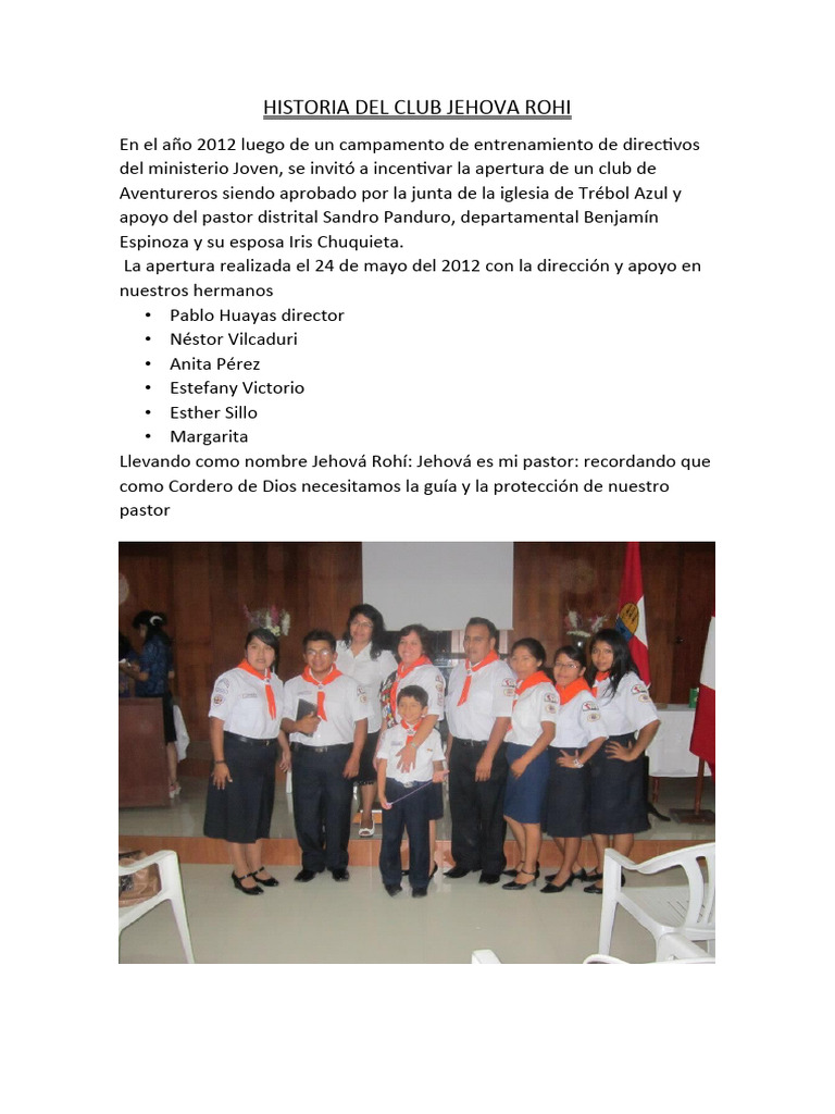 Historia Del Club Jehova Rohi | PDF | Ciencias sociales