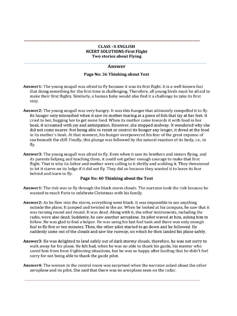 First Flight CH 3 | PDF