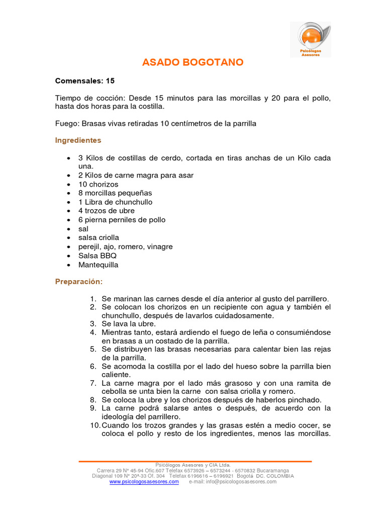 Asado Bogotano | PDF | Alimentos | Cocina latinoamericana