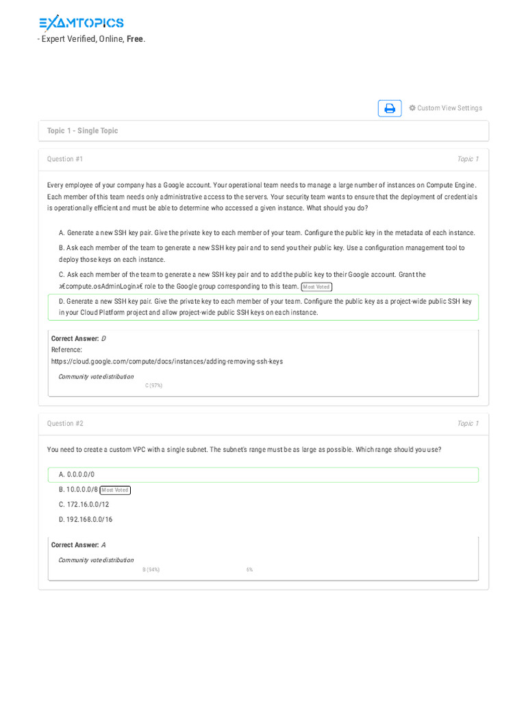 Associate Cloud Engineer Exam - Free Actual Q&As, Page 1 - ExamTopics ...