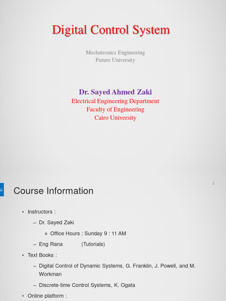 Digital Control - Lec 1 Overview - Z-Transform | Download Free PDF | Low Pass Filter | Sampling ...