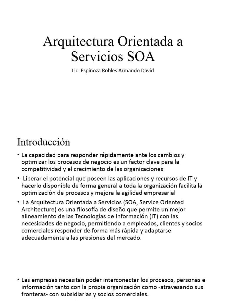 Arquitectura Orientada A Servicios SOA | PDF | Arquitectura orientada a ...