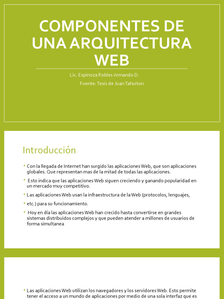 Componentes de Una Arquitectura Web | PDF | Aplicación web | Red mundial