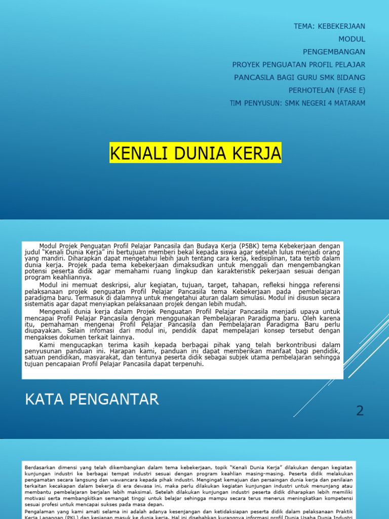 Modul P5BK - Tema Kebekerjaan - Kenali Dunia Kerja | PDF