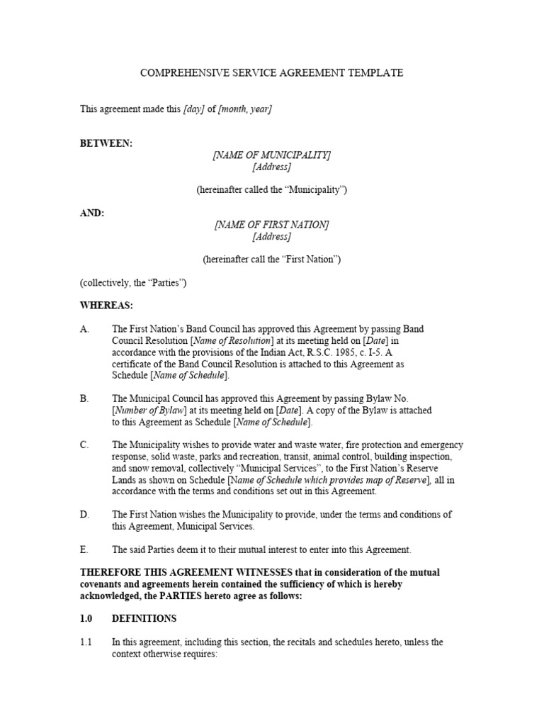 Comprehensive Service Agreement Template Cipp | PDF | Sanitary Sewer ...