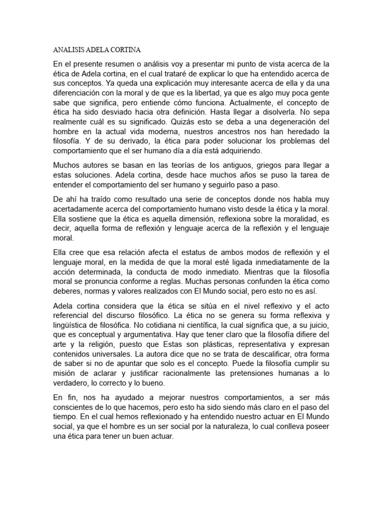 ANALISIS ADELA CORTINA | PDF | Moralidad | Humano