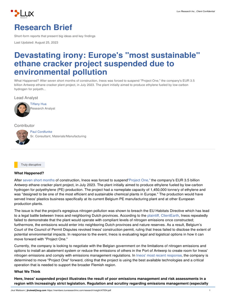 Lux Research - Devastating - Irony - Europes - Most - Susta | PDF | Air Pollution | European Union