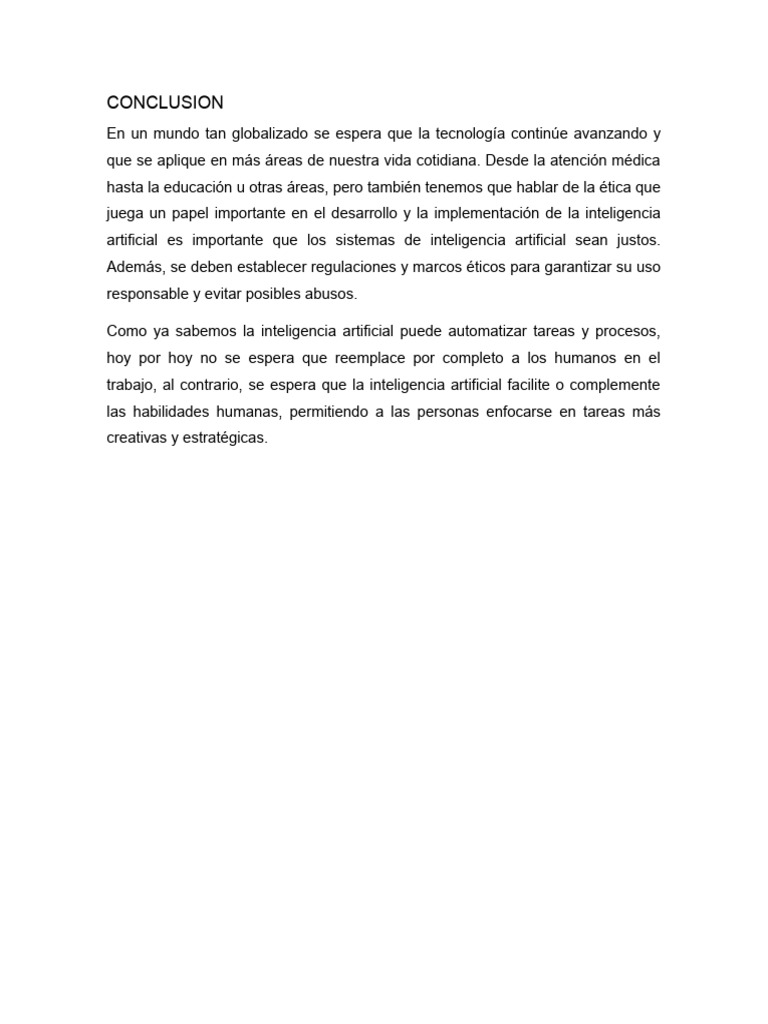 Conclusion y Anexo Sobre La Ia | PDF | Inteligencia artificial ...
