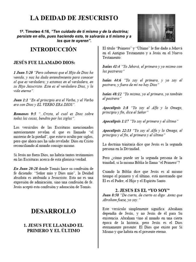 Lección- LA DEIDAD DE JESUCRISTO | PDF | Jesús | Dios