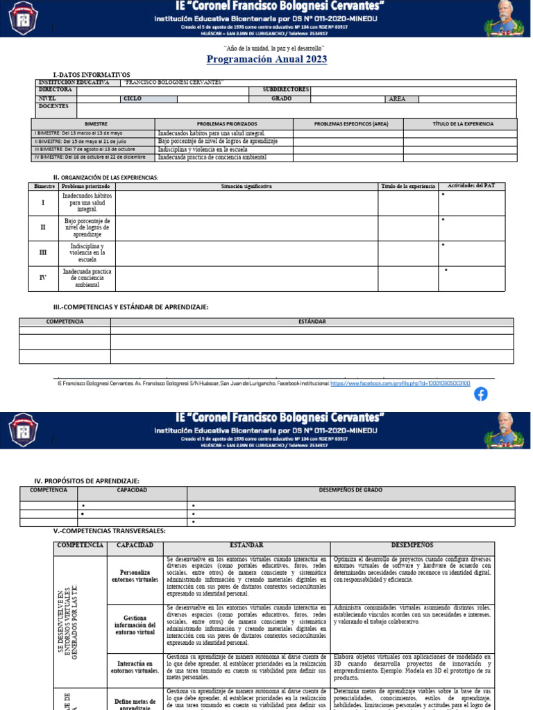 Programacion Anual | PDF | Aprendizaje | Enseñando