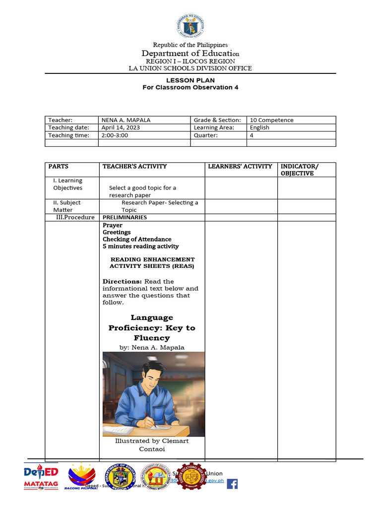Cot 4 | PDF | English Language | Learning