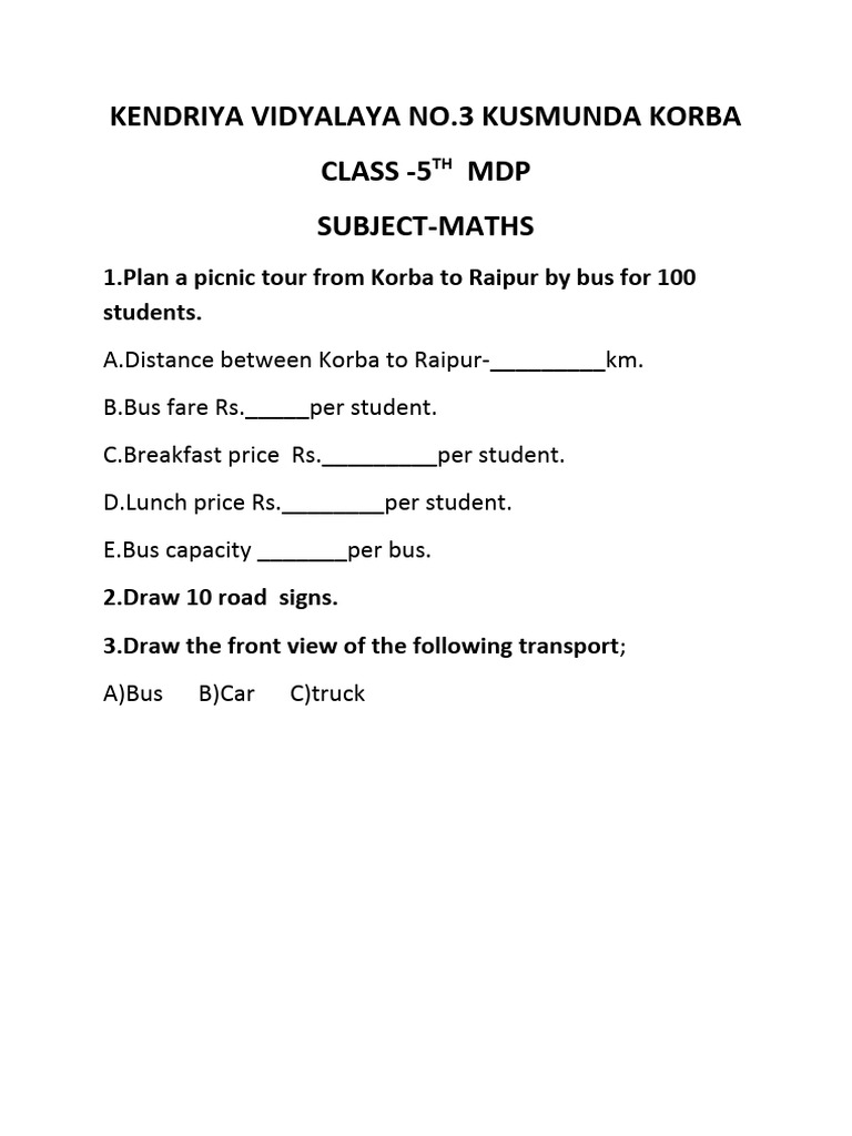Maths 5th MDP | PDF | Sports & Recreation | Travel