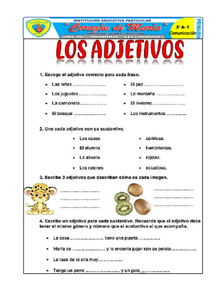 Los Adjetivos - 3° Cesi | PDF