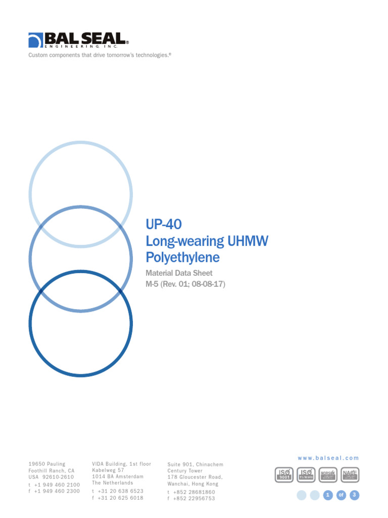 Bal Seal - Material - Data - Sheetm - 5 | PDF | Implied Warranty | Physical Sciences