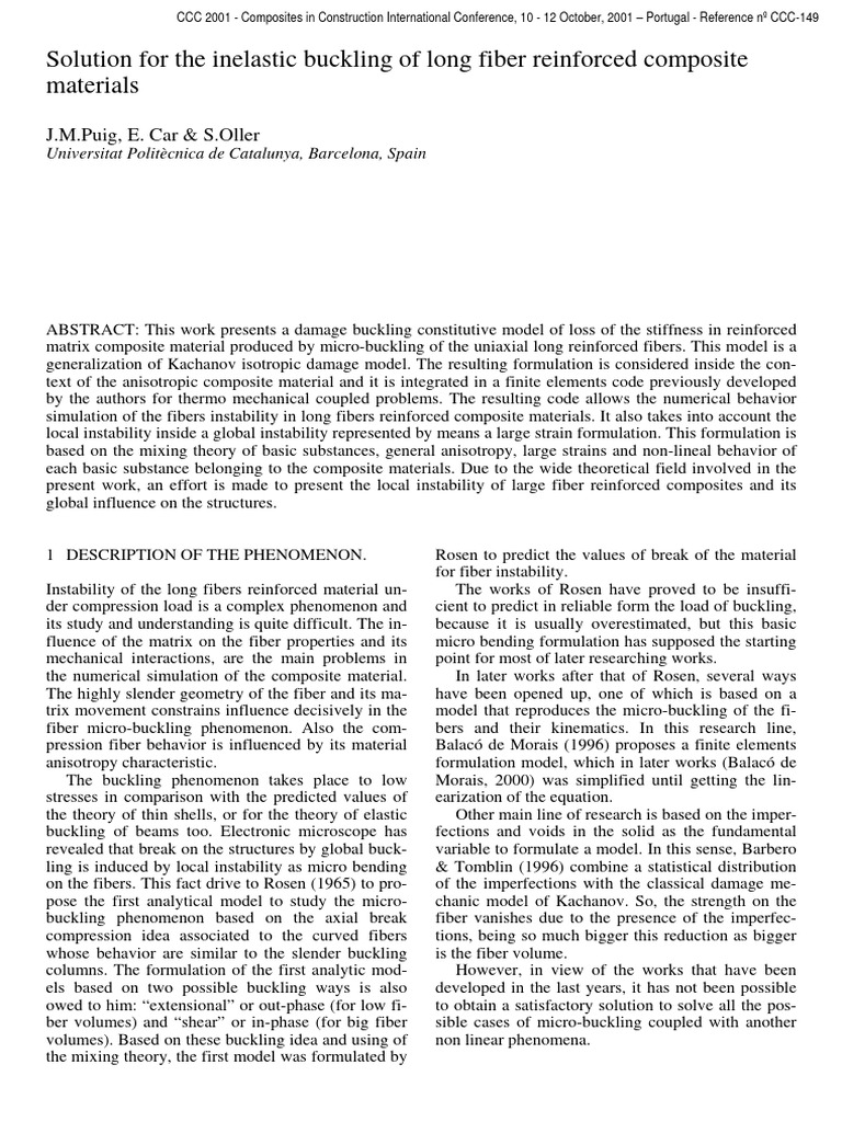 Micro-Buckling in Fiber Composites | PDF | Composite Material | Buckling
