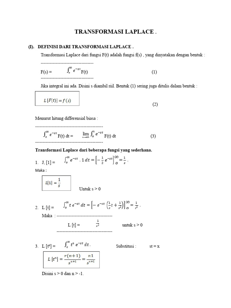 Rumus Transformasi Laplace Sederhana | PDF | Sains & Matematika