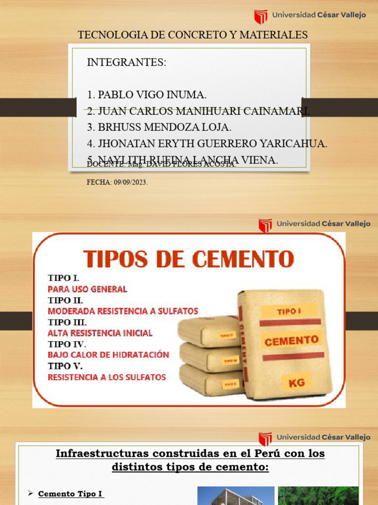 TECNOLOGIA DE CONCRETO - TIPOS DE CEMENTOS | PDF | Hormigón | Cemento