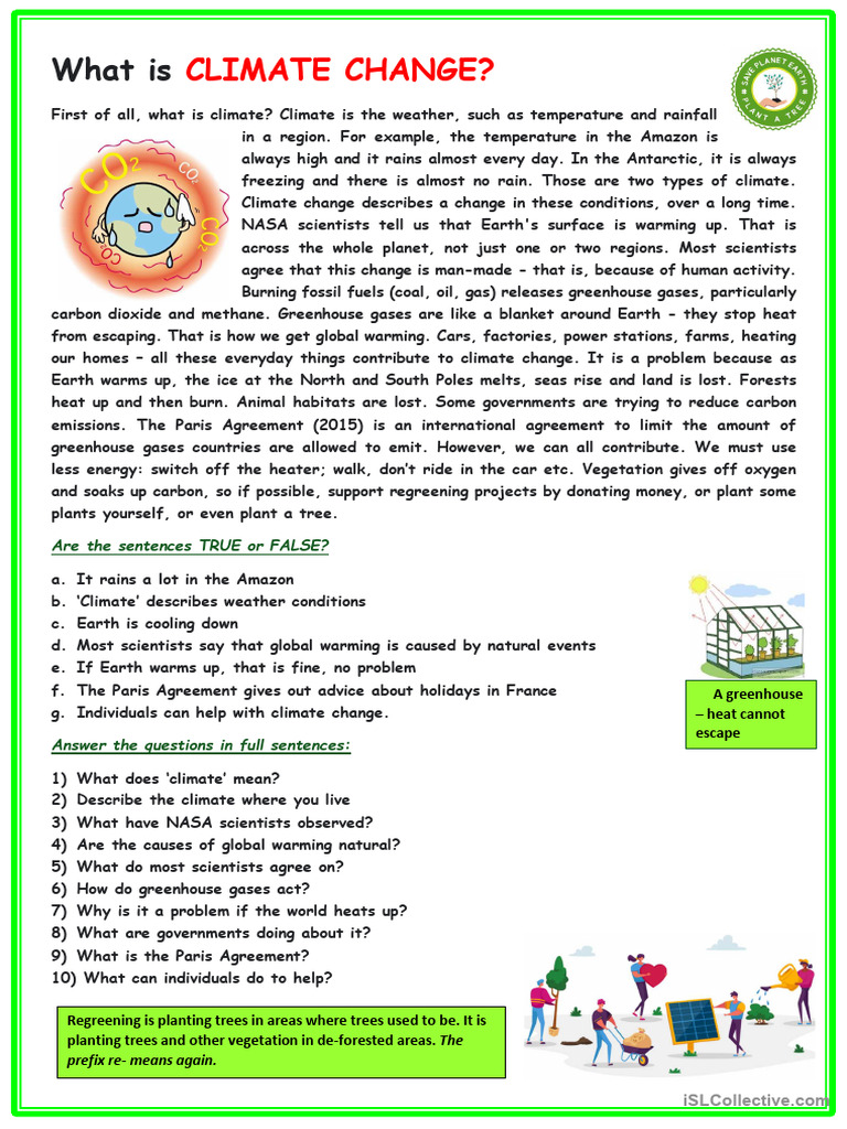 climate change 1st Worksheet | Download Free PDF | Climate Change ...