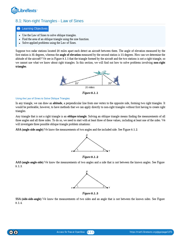 8.01 Non-Right Triangles - Law of Sines | PDF | Triangle ...
