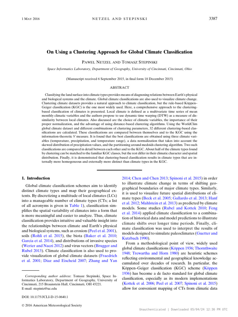 Clim Jcli D 15 0640.1 | PDF | Statistical Classification | Cluster Analysis