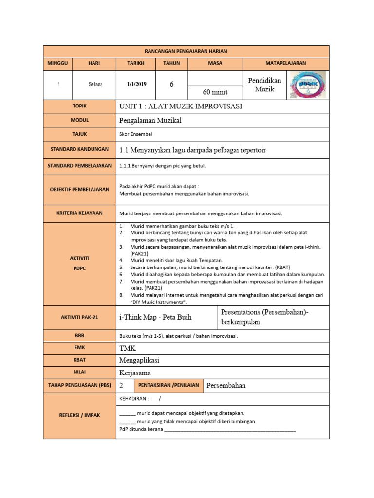 Contoh RPH Muzik | PDF
