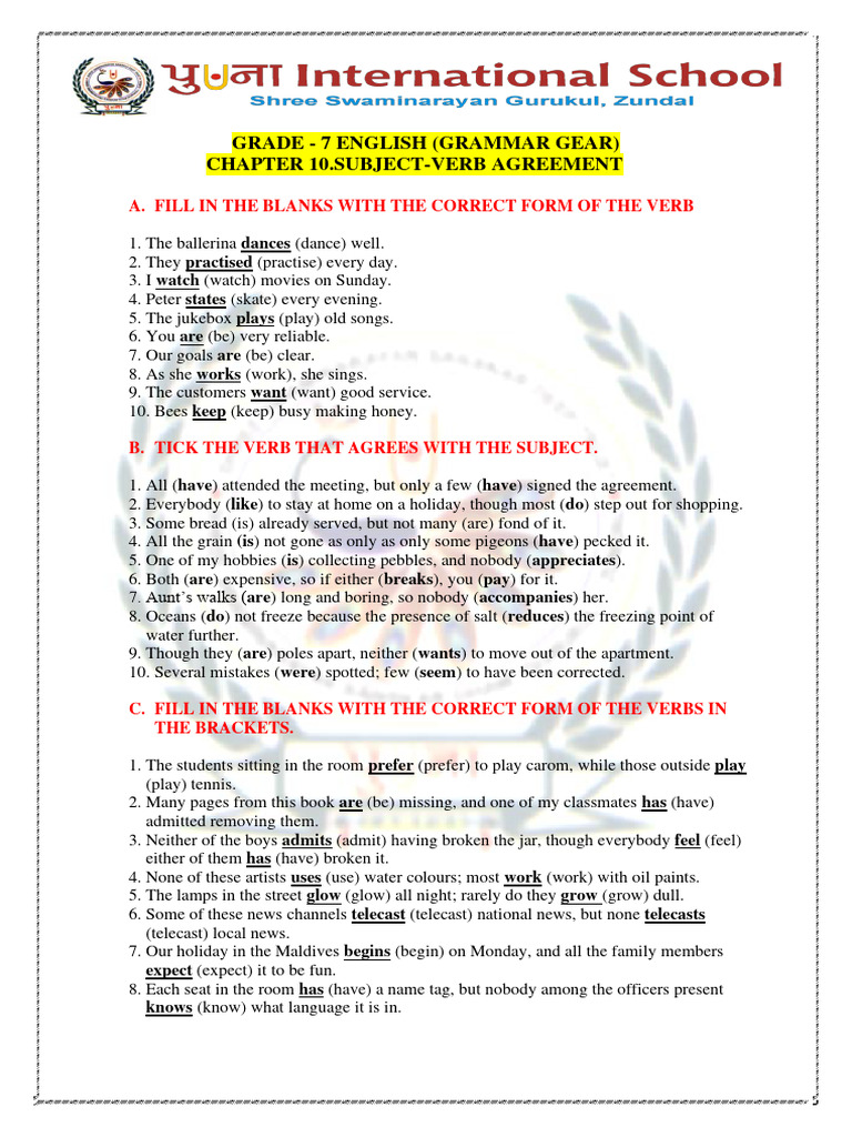 Class 7 English Grammar July-Aug Material | PDF | Pronoun | English ...