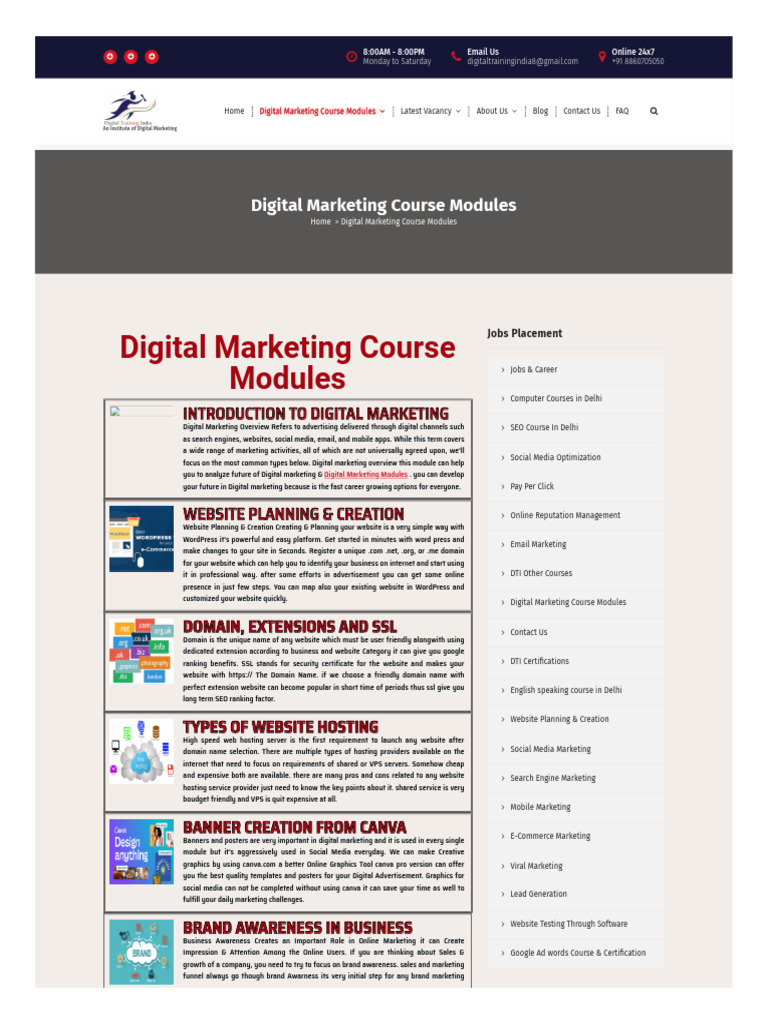 Digitaltrainingindia in 30 Digital Marketing Course Modules | PDF ...