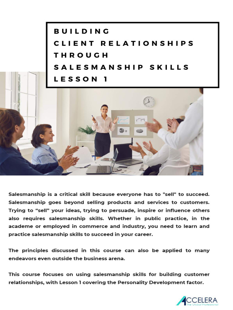 Building Client Relationships Through Salesmanship Skills Lesson 1 ...
