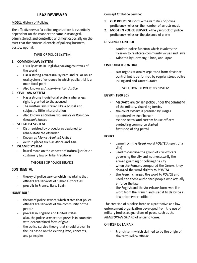Lea2 Reviewer Pdf Police Crimes