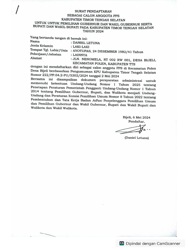 Surat Pendaftaran | PDF