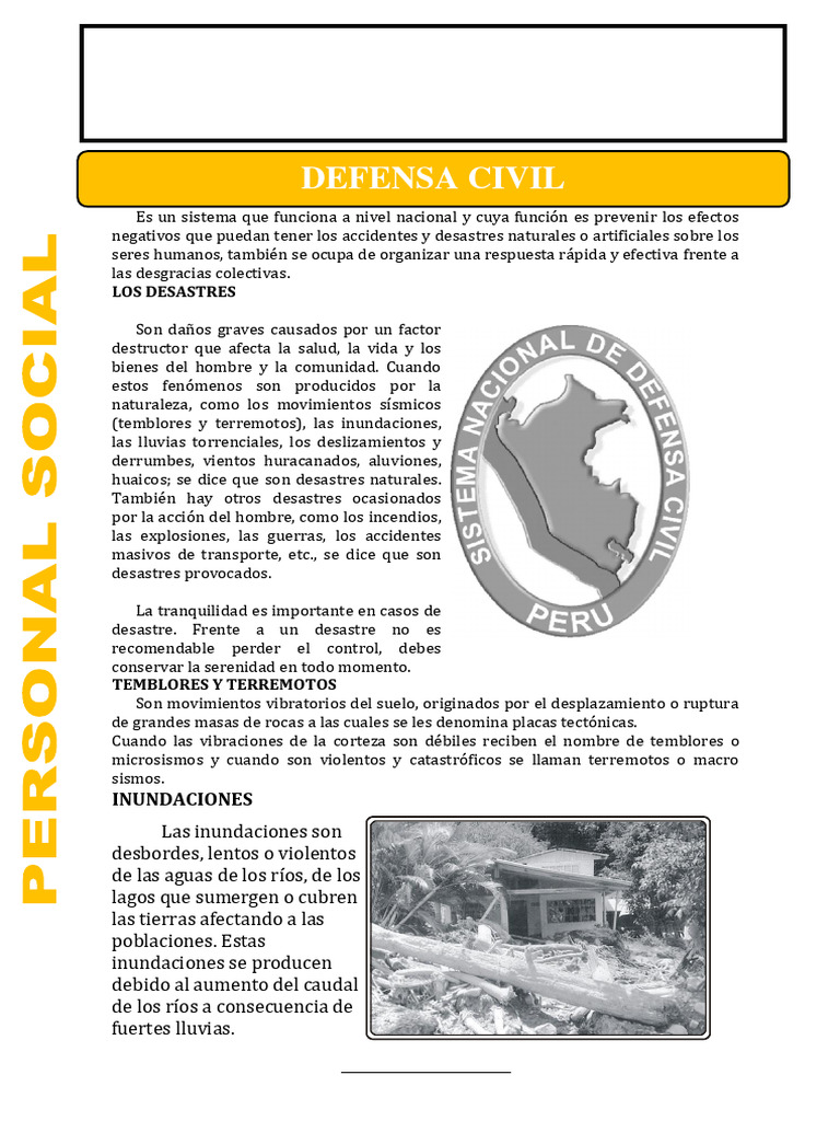 Sistema-de-Defensa-Civil-para-Sexto-de-Primaria | PDF | Temblores | Desastres