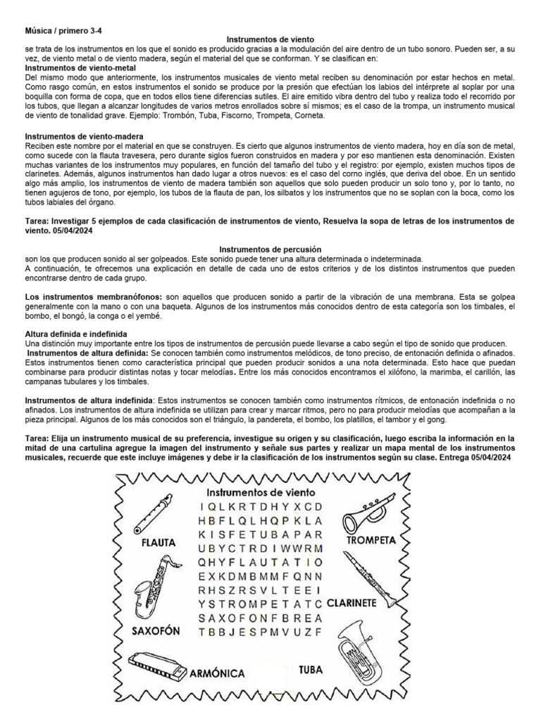 Clasificación de Instrumentos Musicales | PDF | Instrumentos de viento ...