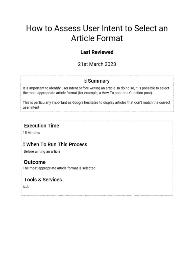 How To Assess User Intent To Select An Article Format | PDF | Question ...