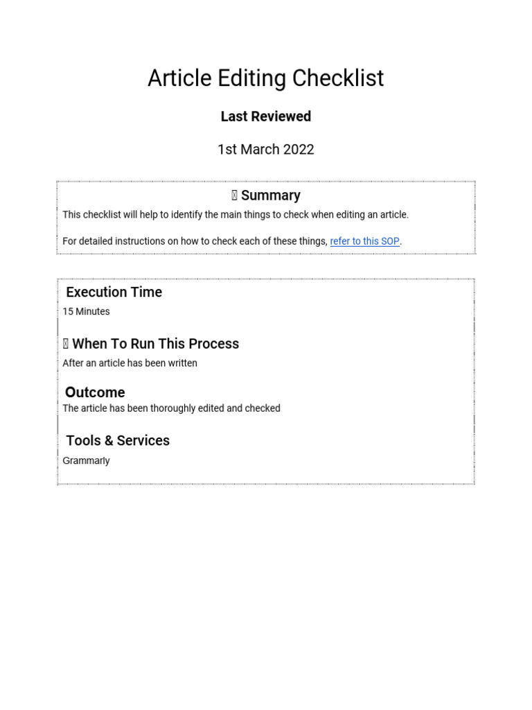 Article Editing Checklist | PDF