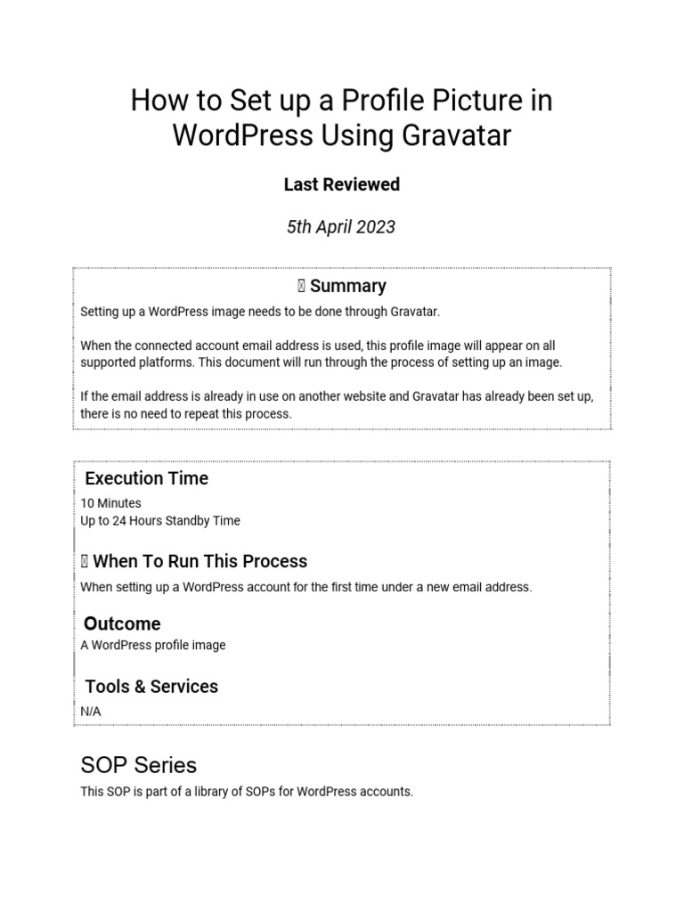 How To Set Up A Profile Picture in WordPress Using Gravatar | PDF | Computers