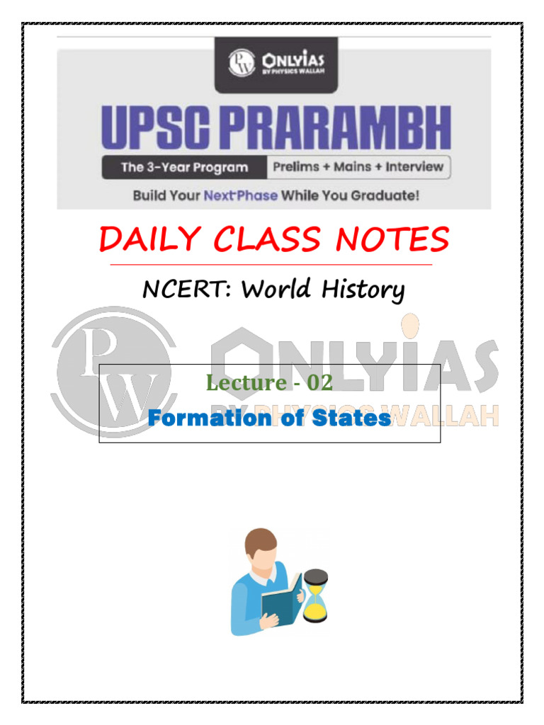 World History Part 1 - Daily Class Notes - UPSC Prarambh 2026ed | PDF ...