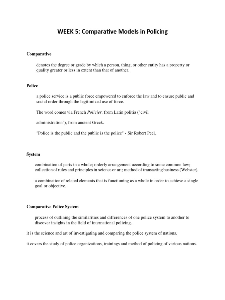 Comparative Models in Policing | PDF | Police | Criminal Law