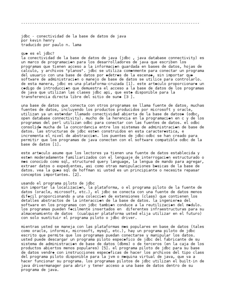 JDBC - Conectividad Base de Datos Con Java | PDF | SQL | Java (lenguaje de programación)