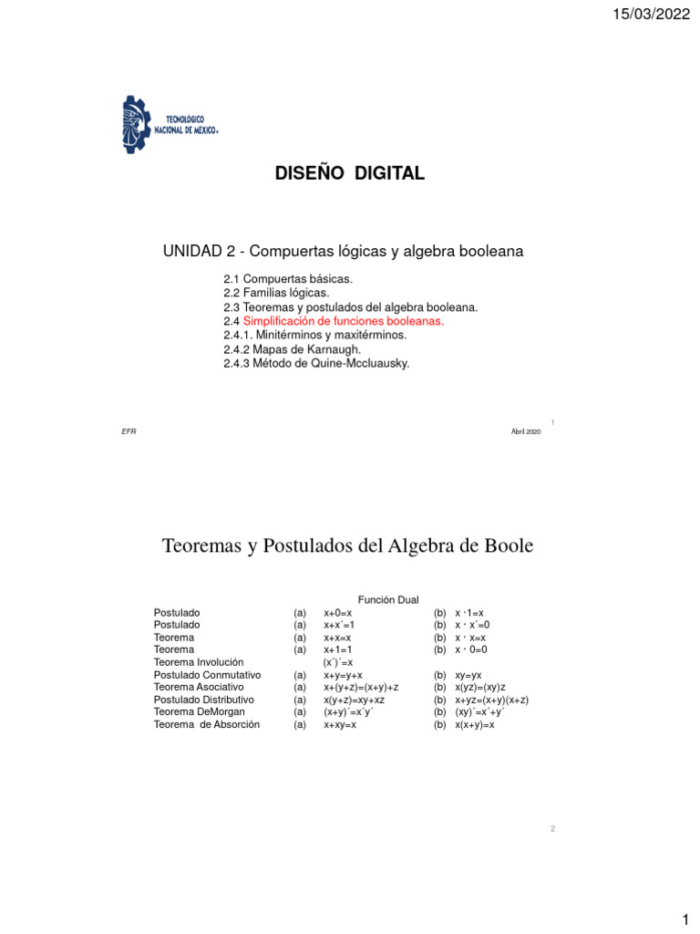 Simplificación de funciones booleanas. | PDF | Matemáticas | Lógica