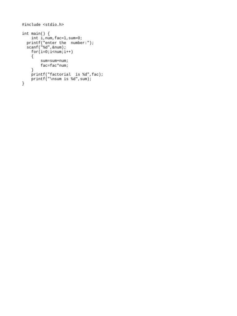 For Loop Factorial | PDF