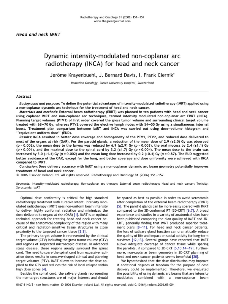 Dynamic Intensity-Modulated Non-Coplanar Arc Radiotherapy (INCA) For ...