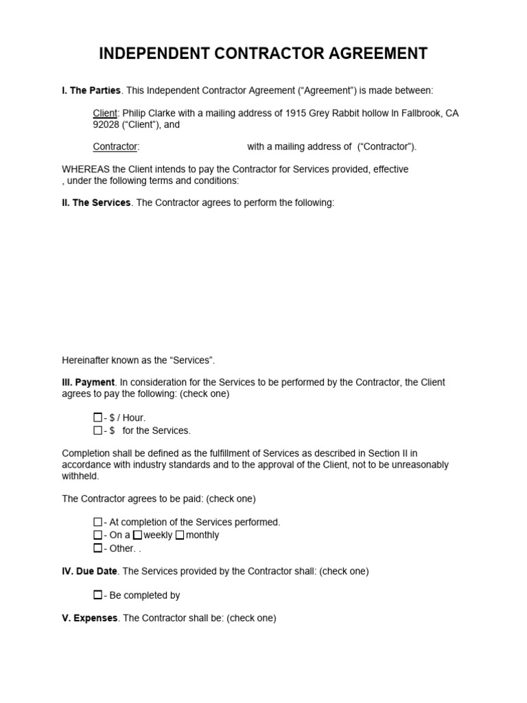 Independent Contractor Agreement Template | PDF | Trade Secret | Employment