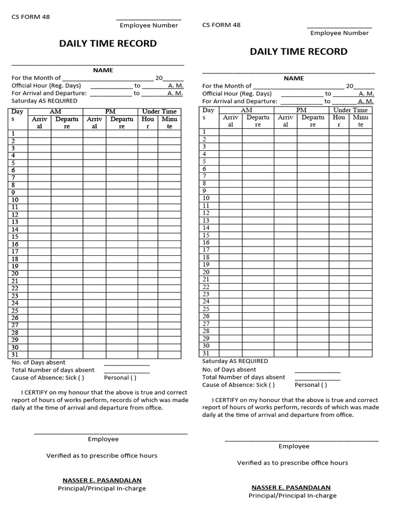 Ustadses DTR Cs Form 48 | PDF