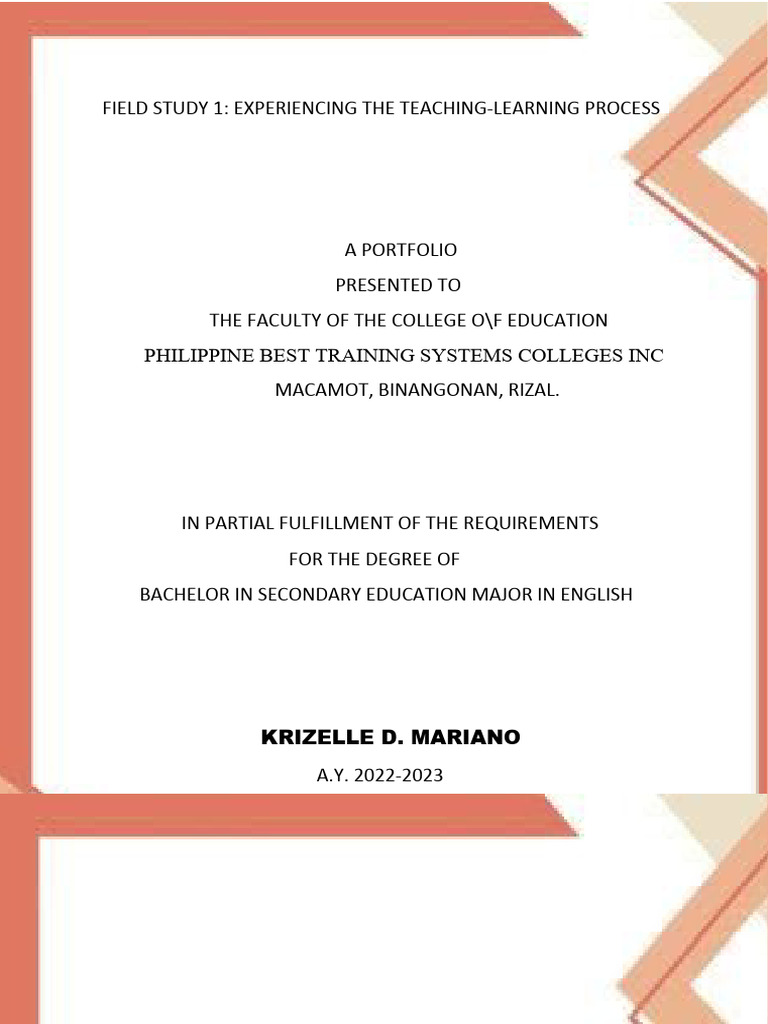 Field Study 1 | Download Free PDF | Learning | Classroom