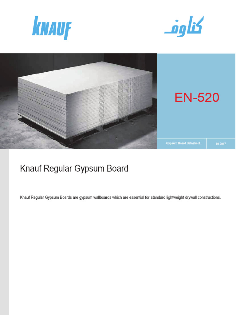 Knauf Regular Gypsum Board Overview | PDF | Drywall | Building Technology