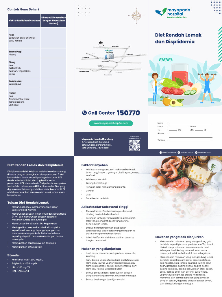 Brosur Edukasi - Diet Rendah Lemak Dan Dislipidemia MHBD | PDF