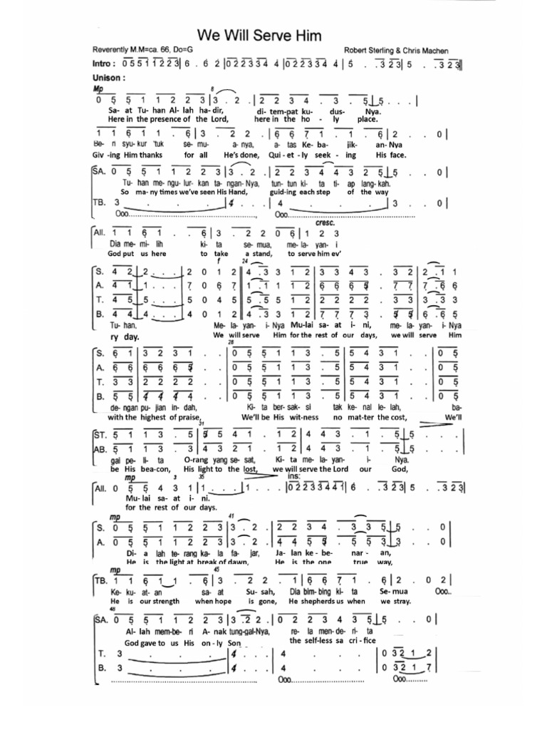 We Will Serve Him SATB English + Indonesia | PDF