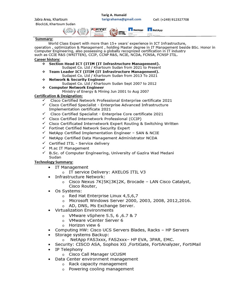 Tarig CV 2022-1 | PDF | Desktop Virtualization | Virtualization