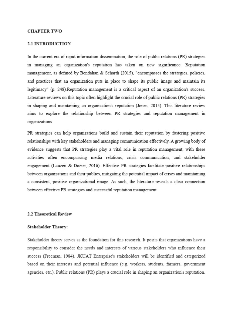 Chapter 2 Research Project | Download Free PDF | Reputation | Strategic ...